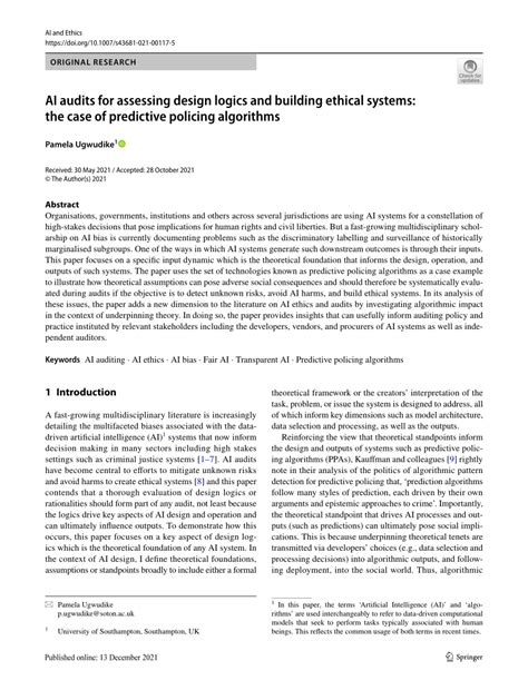 Pdf Ai Audits For Assessing Design Logics And Building Ethical
