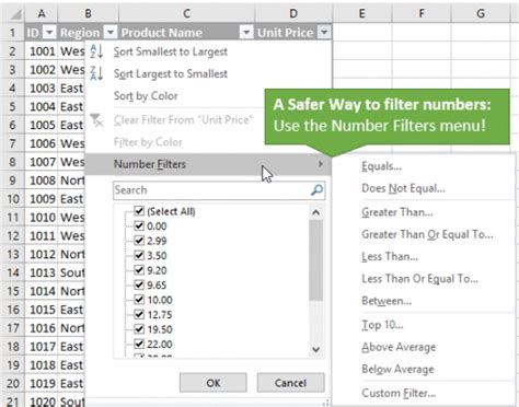How To Properly Filter Zeros And Numbers The Excel Filter Menus