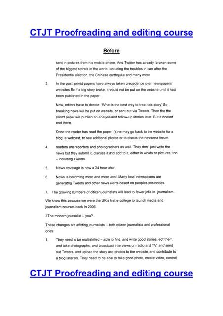 Proofreading And Correcting Copy Pdf Media Industry Industries