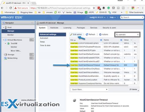 Increase Inactivity Timeout On Vmware Esxi Host Client Esx Virtualization