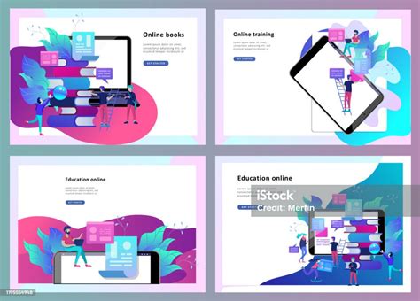 개념 방문 페이지 템플릿 교육 사람들 인터넷 공부 온라인 교육 온라인 도서 튜토리얼 소셜 미디어에 대한 전자 학습 원격 교육