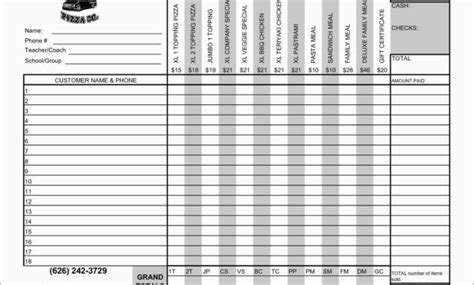 Fundraiser Order Form Template Excel