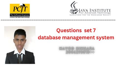Java Institute Advanced Technology DBMS Question Set 7 YouTube