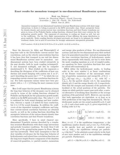 Pdf Exact Results For Anomalous Transport In One Dimensional Hamiltonian Systems