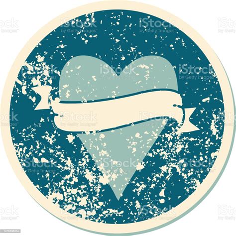 상징적 인 고민 스티커 문신 스타일의 마음과 배너의 이미지 Galentines Day에 대한 스톡 벡터 아트 및 기타 이미지 Galentines Day 낮 디자인