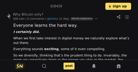 Why Bitcoin Only Stacker News Bitcoin Beginners