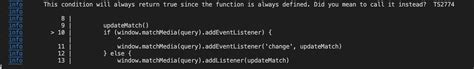 Javascript Usemediaquery Typescript Error Condition Will Always
