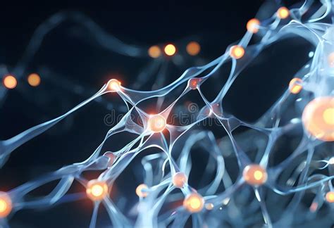 Flowing Neural Network With Glowing Nodes Connecting And Disconnecting Stock Illustration