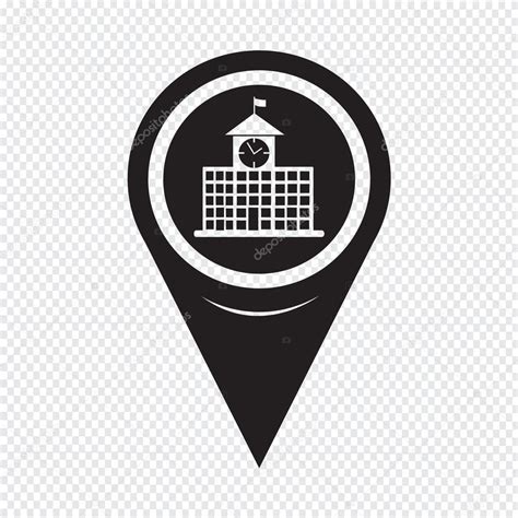 Map Pointer School Building Icon Stock Vector Porjai