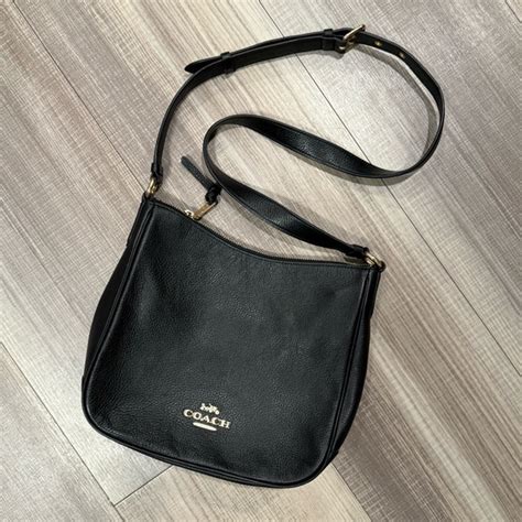 Coach Bags Coach Black Leather Crossbody Bag With Gold Accents