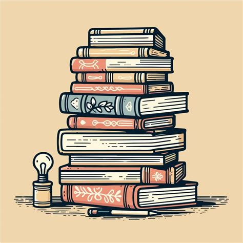 Premium Vector Vector Hand Drawn Flat Design Stack Of Books With A