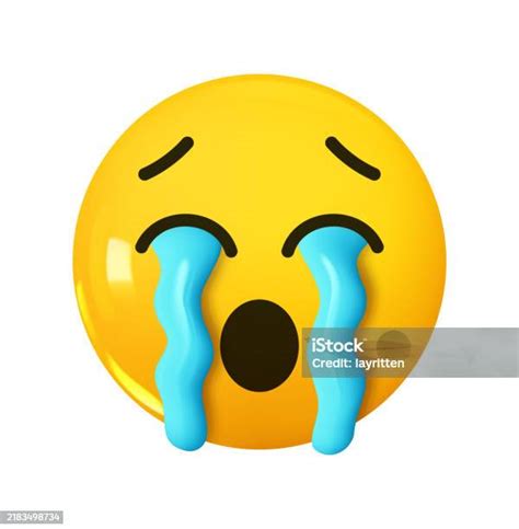 큰 소리로 우는 얼굴 이모티콘 감정 3d 만화 아이콘입니다 노란색 원형 이모티콘입니다 벡터 일러스트 레이 션 3차원 형태에 대한 스톡 벡터 아트 및 기타 이미지 Istock