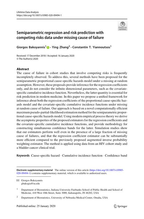 PDF Semiparametric Regression And Risk Prediction With Competing Risks Data Under Missing