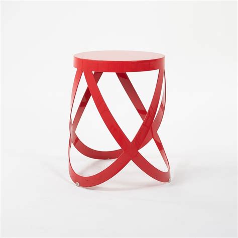 2013 Nendo Low Ribbon Stool In Red Lacquered Metal For Cappellini For