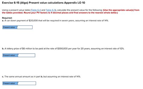 Solved Exercise 6 15 Algo Present Value Calculations Chegg Com