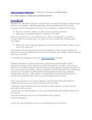 DAD 220 Module 2 Discussion 2 Docx Table Of Contents Module Two 2 1 Discussion Databases And