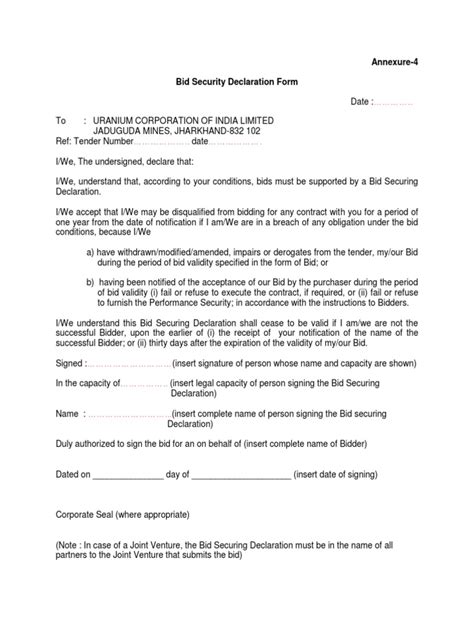 Declaration Form Annexure 4 Pdf