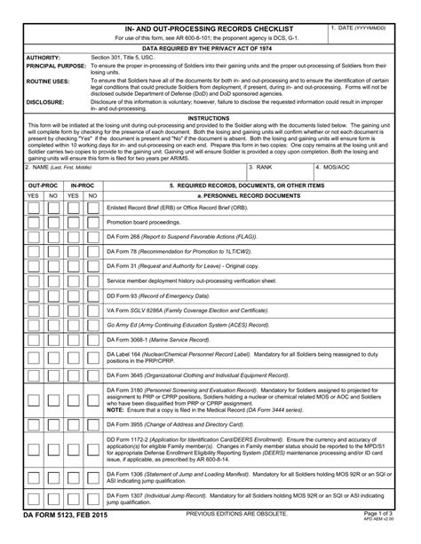 Da Form 5123 Fill Out Sign Online And Download Fillable Pdf Templateroller