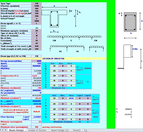Beam Analysis And Design To Bs 81101985 Excel Sheet