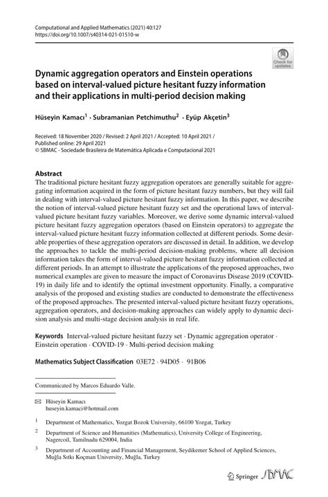 Pdf Dynamic Aggregation Operators And Einstein Operations Based On