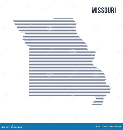 Vector Abstract Hatched Map Of State Of Missouri With Lines Isolated On A White Background