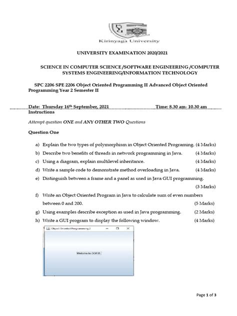 Spc 2206 Spe 2206 Object Oriented Programming Ii Advanced Object
