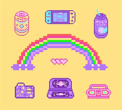 Premium Vector Pixel Art Bit Objects Retro Digital Game Assets Set Of Pink Fashion Icons
