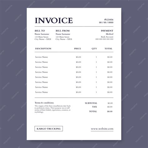 Free Vector Elegant Kargo Trucking Invoice