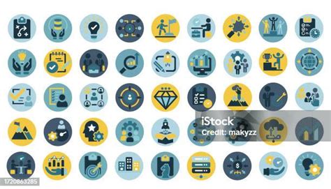 비즈니스 데이터 분석 조직 관리 및 기술 아이콘 세트입니다 팀워크 전략 계획 마케팅 클라우드 기술 데이터 분석 직원 아이콘 세트 아이콘 벡터 컬렉션 감시에 대한 스톡 벡터