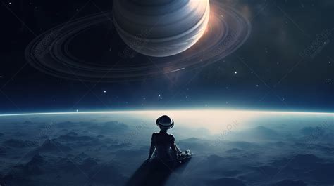 매혹적인 우주 배경을 배경으로 토성에 앉아 있는 경외심을 불러일으키는 3d 우주 비행사 렌더링 궤도 배경 은하 배경 비행사 배경 이미지 Hd 궤도 은하 비행사