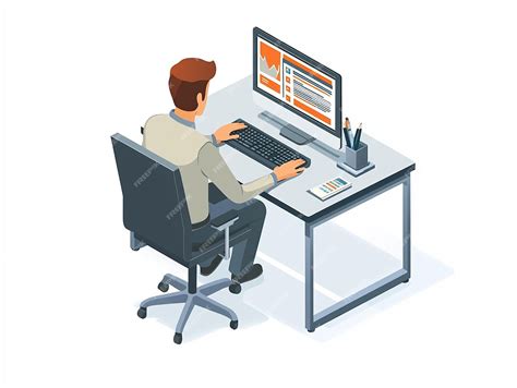 A Man Working At A Computer With A Computer Screen Showing A Graph