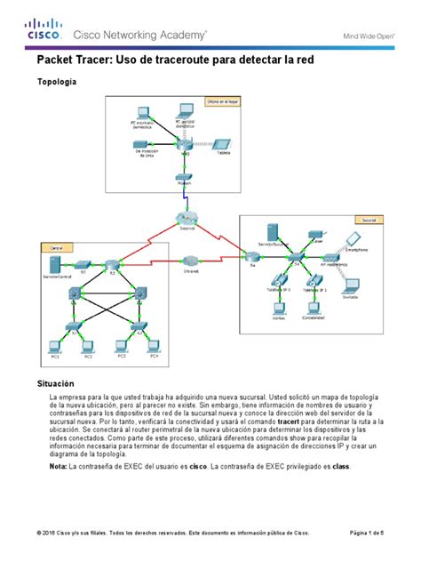 1118 Packet Tracer Using Traceroute To Discover The Network Instructions Pdf Dirección