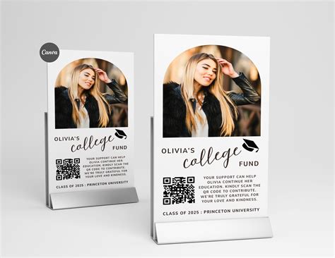 Editable College Fund Card Template With Qr Code Modern Graduation