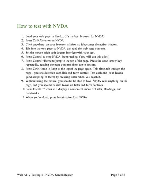 Web Accessibility Testing NVDA Screen Reader PDF