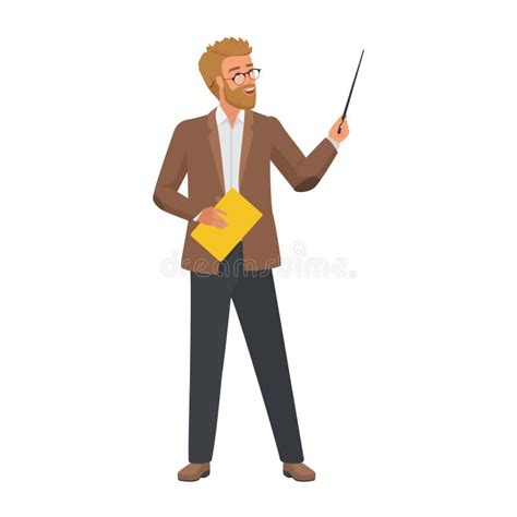 Teacher Pointing With Pointer University Professor Explaining At Lecture Stock Illustration