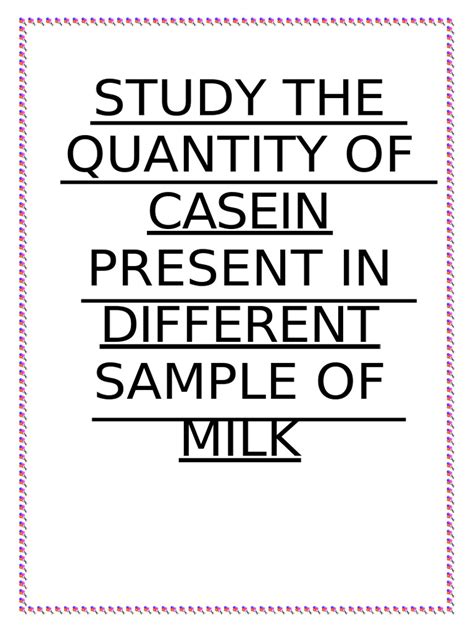 10 Quantity Of Casein Present In Different Sample Of Milk Pdf Milk