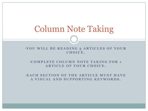 Column Note Taking Ppt