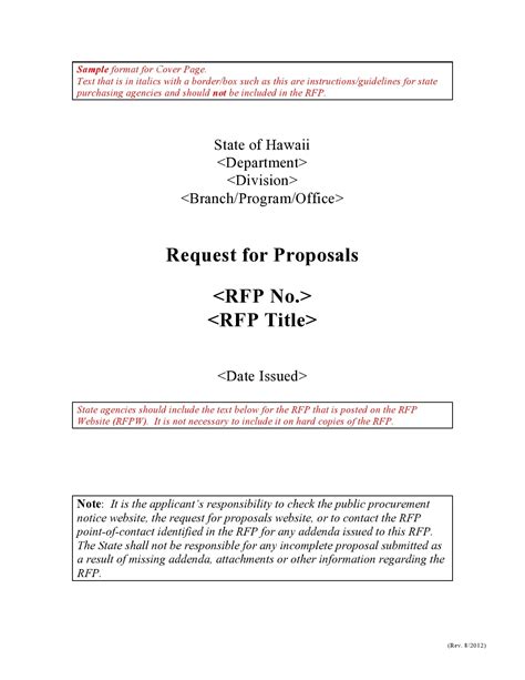 Rfp Request For Proposal Template