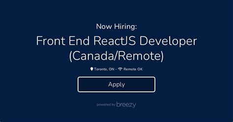 Front End Reactjs Developer Canadaremote At Breakthrough