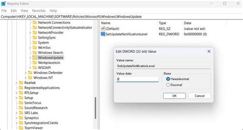 how to disable update notifications on windows