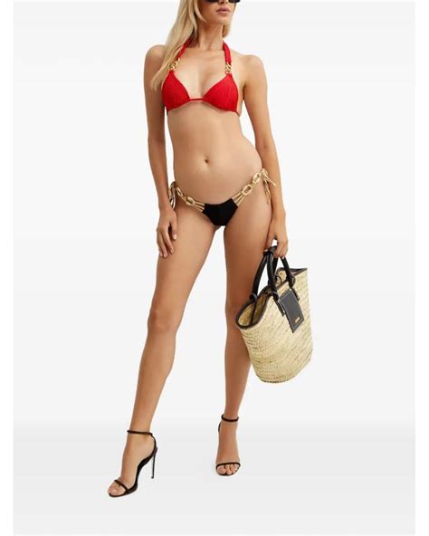 Beach Bunny Raja Skimpy Chain Link Bikini Top In Red Lyst Uk
