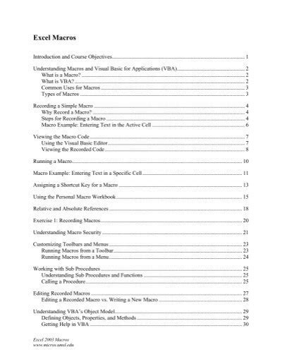 Excel Macros