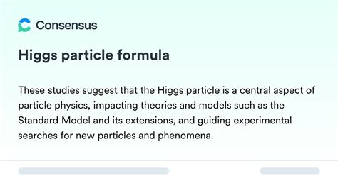 Higgs Particle Formula Consensus Academic Search Engine