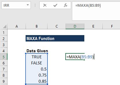 MAXA Function Formula Examples How To Use Maxa In Excel