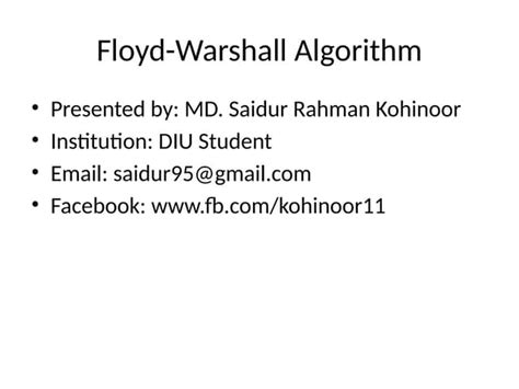 Find Transitive Closure Using Floyd Warshall Algorithm Pptx