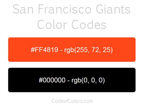 San Francisco Giants Colors Hex And Rgb Color Codes