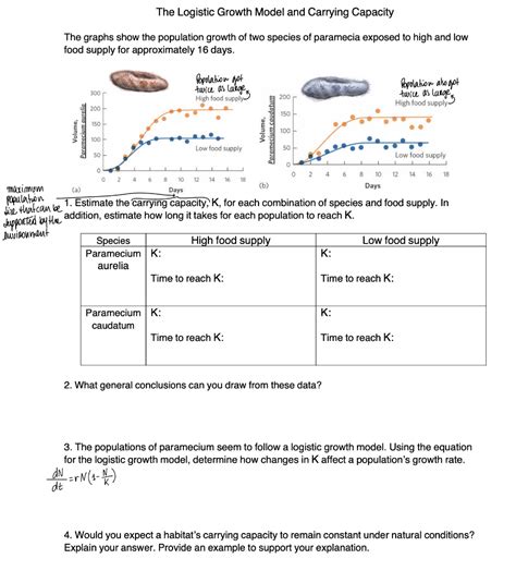 The Logistic Growth Model And Carrying Capacity The