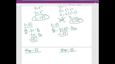 Math 151 Tangent Lines Vertical And Horizontal For Parametric Equations Youtube