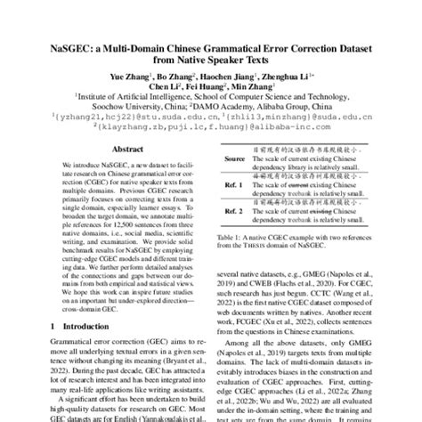 Nasgec A Multi Domain Chinese Grammatical Error Correction Dataset From Native Speaker Texts