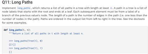 实现一个函数返回树中长度至少为n的所有路径的列表，题目选自cs61a 2021 Lab9 Q11 Long Paths